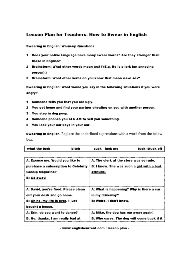 How To Swear in English Intermediate 23092012 | PDF | Fuck | Profanity