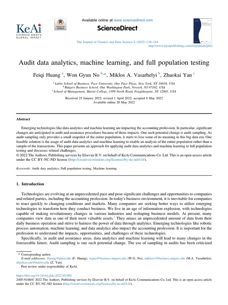 Audit Data Analytics, Machine Learning and Full Population Testing ...