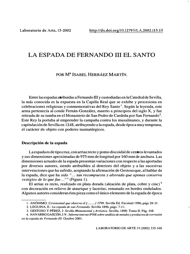 Espada de Fernando III El Santo | PDF | Espada | Corrosión