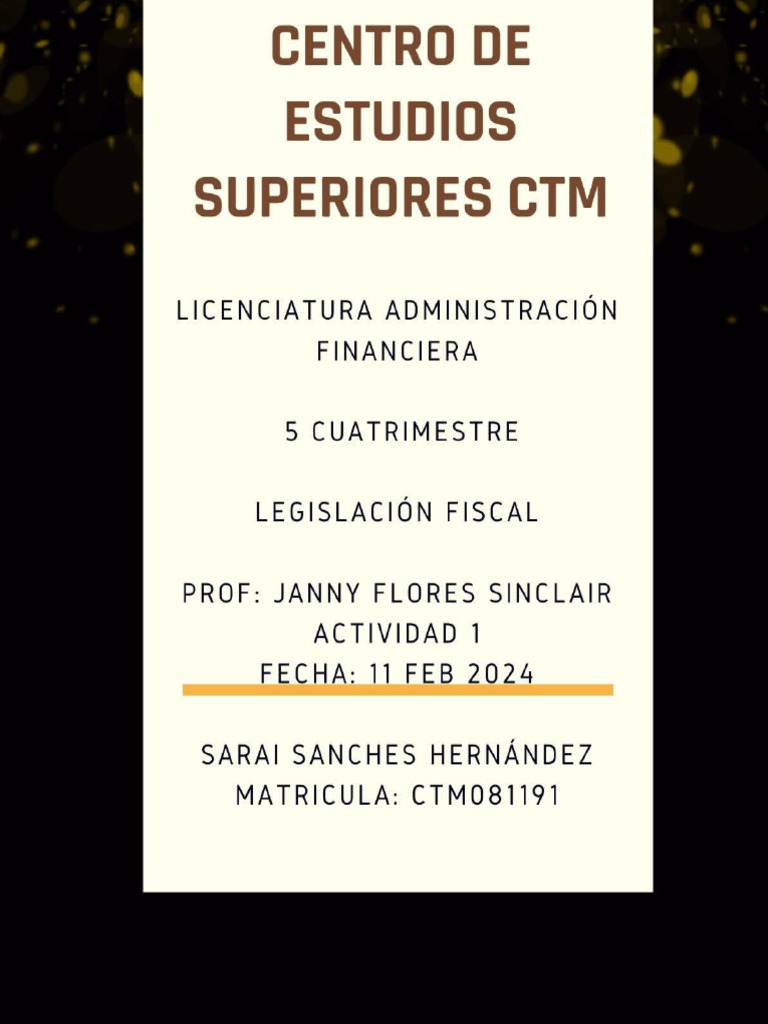 Act 1 Legislación Fiscal | Descargar gratis PDF | Impuestos | Contabilidad