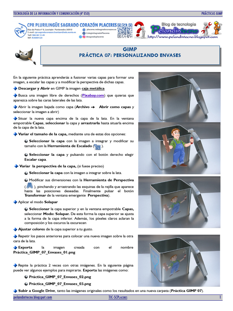 Práctica GIMP: Personalizando Envases | PDF | Licencia Creative Commons