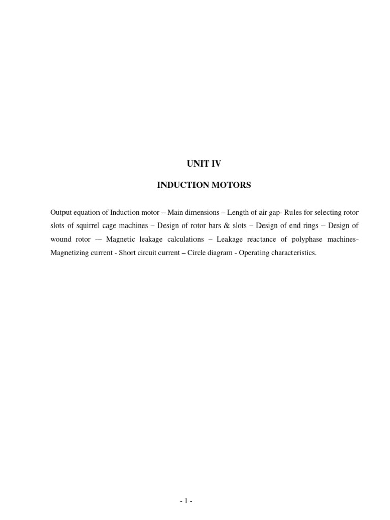 Emd Unit 4 Notes | PDF | Electric Motor | Machines