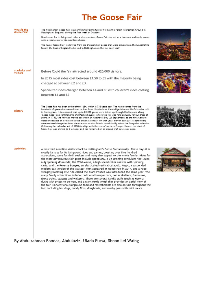 Nottingham Goose Fair | PDF | Fairs | Annual Fairs