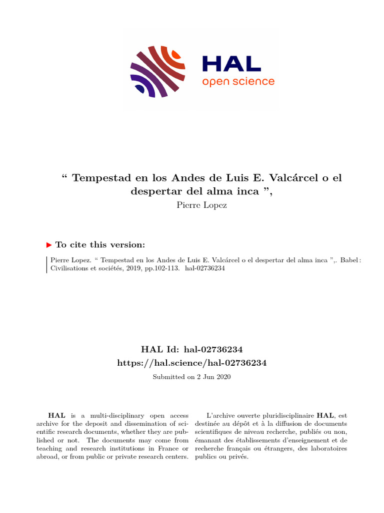 Pierre Lopez Tempestad en Los Andes | PDF | Educación en artes liberales Pierre Lopez Tempestad en Los Andes | PDF | Educación en artes liberales