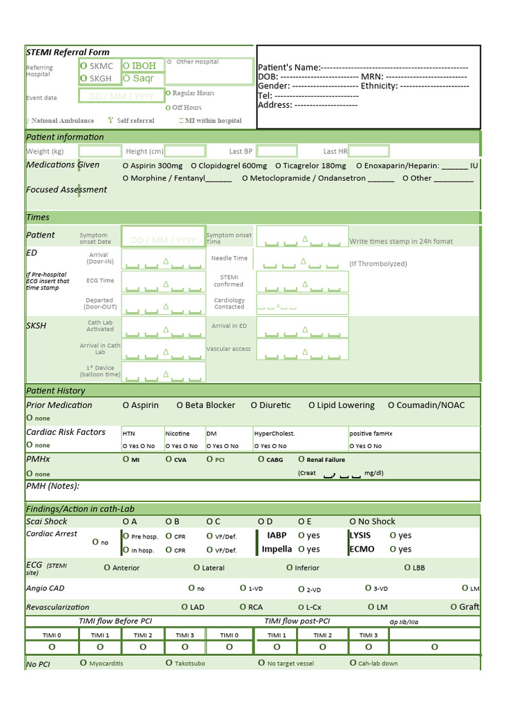 STEMI Referral Form - V3 | PDF | Myocardial Infarction | Coronary ...
