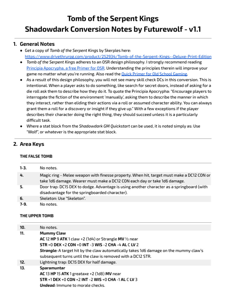 Tomb of the Serpent Kings Guide | PDF