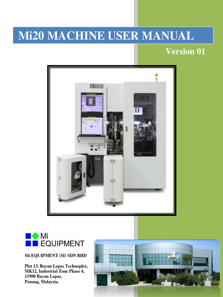 Mi20 Machine User Manual | PDF | Power Supply | Cartesian Coordinate System