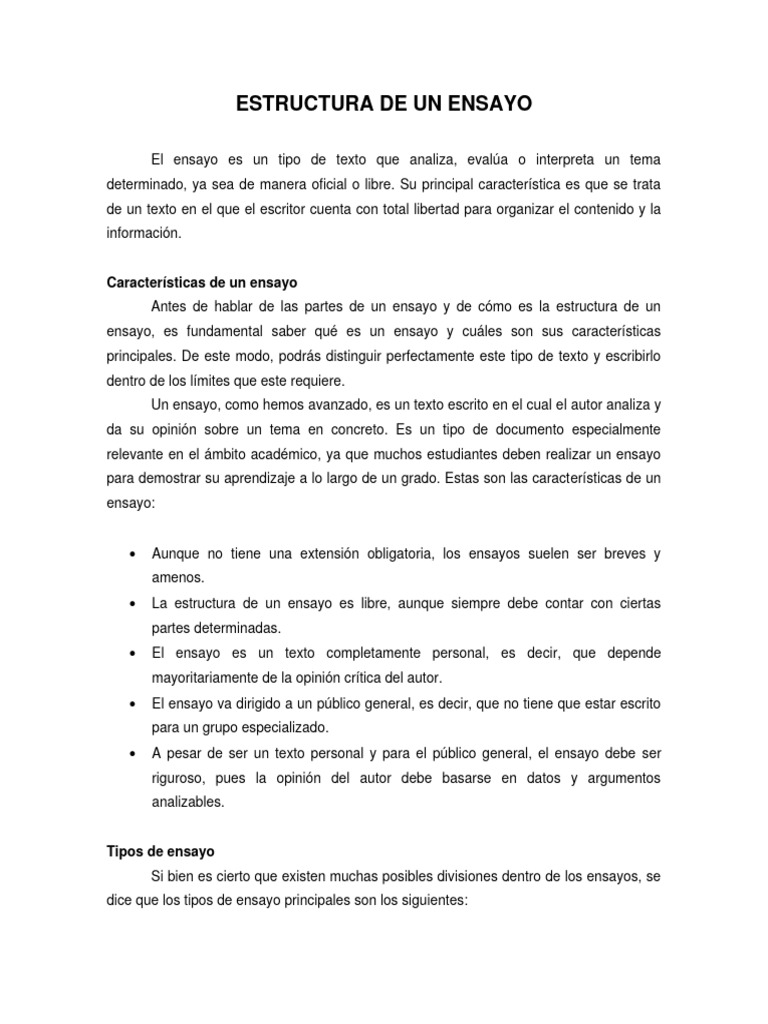 Estructura de Un Ensayo | Descargar gratis PDF | Ensayos | Autor