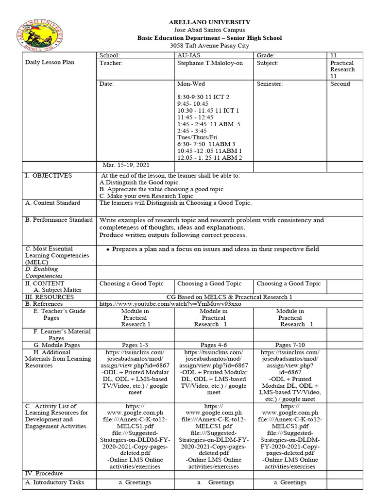 Dll-Practical Research Week 7 | PDF | Learning | Educational Technology