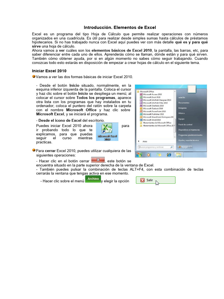 Manual de Excel Básico 2010 | Descargar gratis PDF | Hoja de cálculo | Microsoft Excel