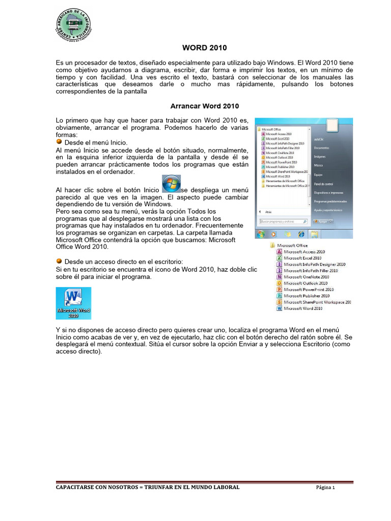 Manual de Word Básico 2010 | PDF | Archivo de computadora | Ventana ...