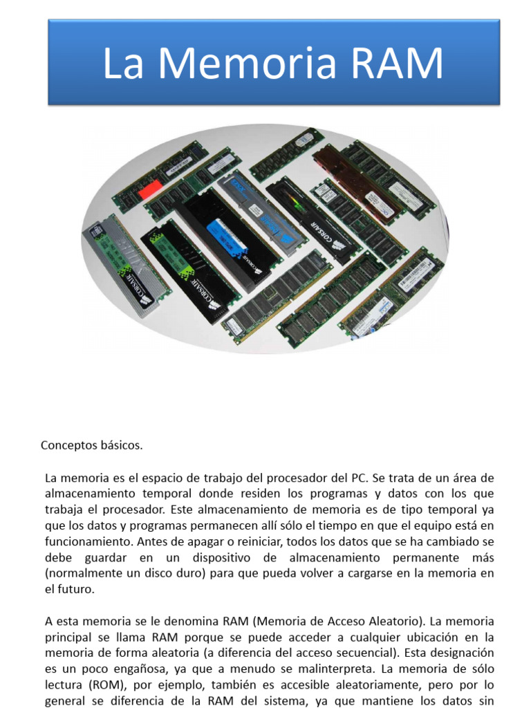 La Memoria RAM | PDF | Memoria de acceso aleatorio | Memoria dinámica ...