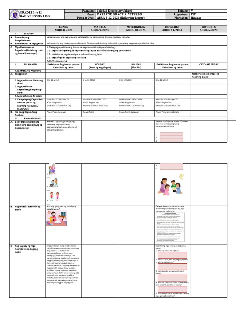 DLL in ESP 5 Q4 W2 | PDF