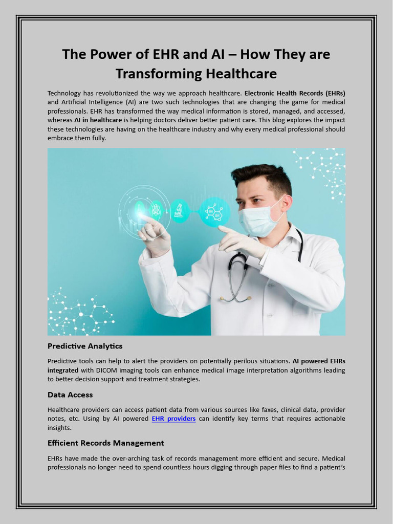 The Power of EHR and AI - How They Are Transforming Healthcare | PDF | Electronic Health Record ...