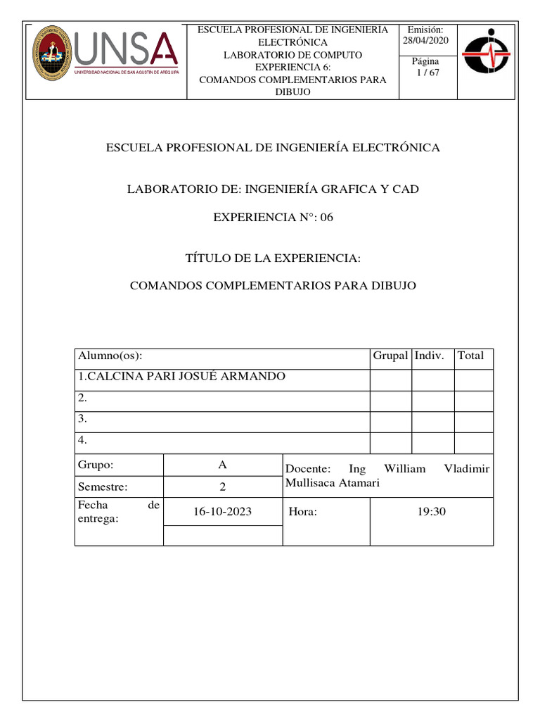 Lab 6 (Comandos Complementarios para Dibujo) | PDF | Laboratorios ...
