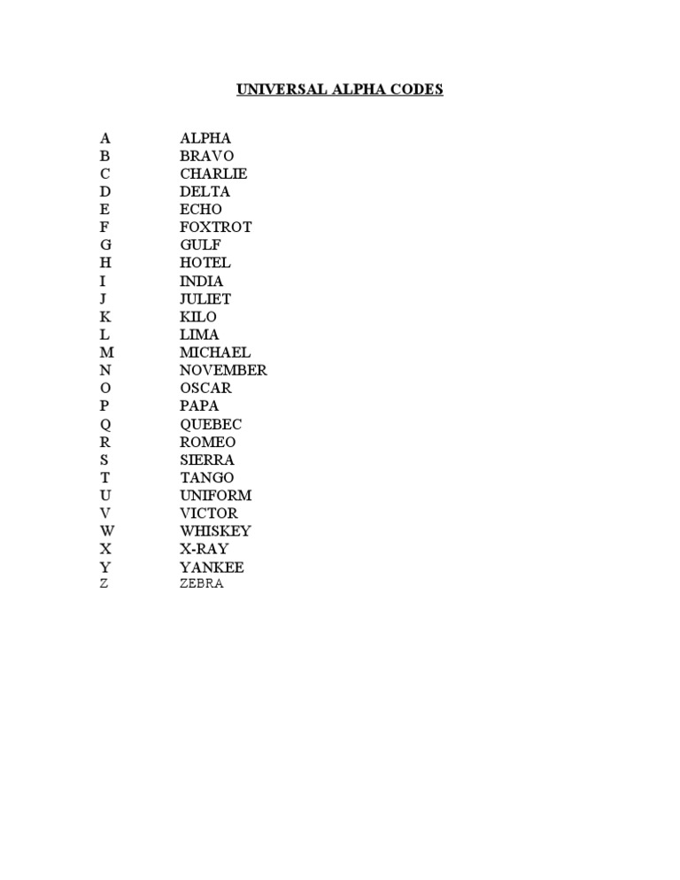 Universal Alpha Codes | PDF