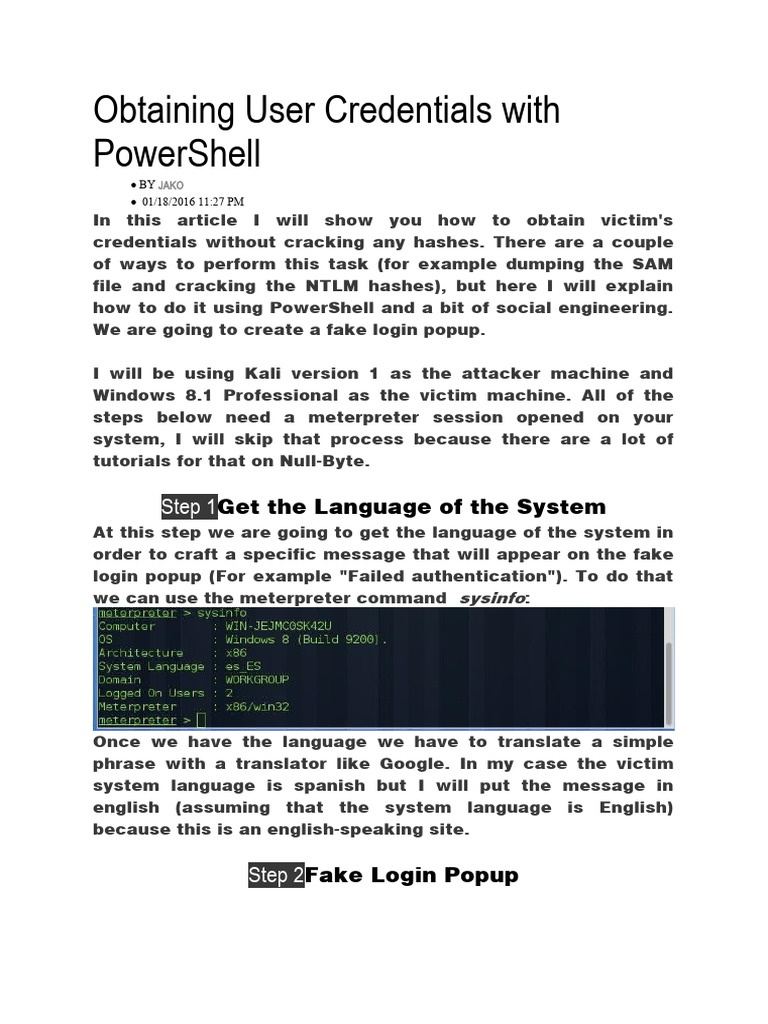 Obtaining User Credentials with PowerShell | PDF | User (Computing ...