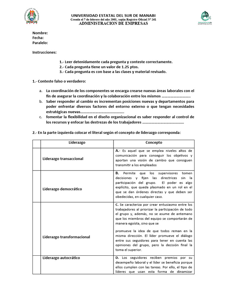 Examen Final Fundamento de Administración | Descargar gratis PDF ...