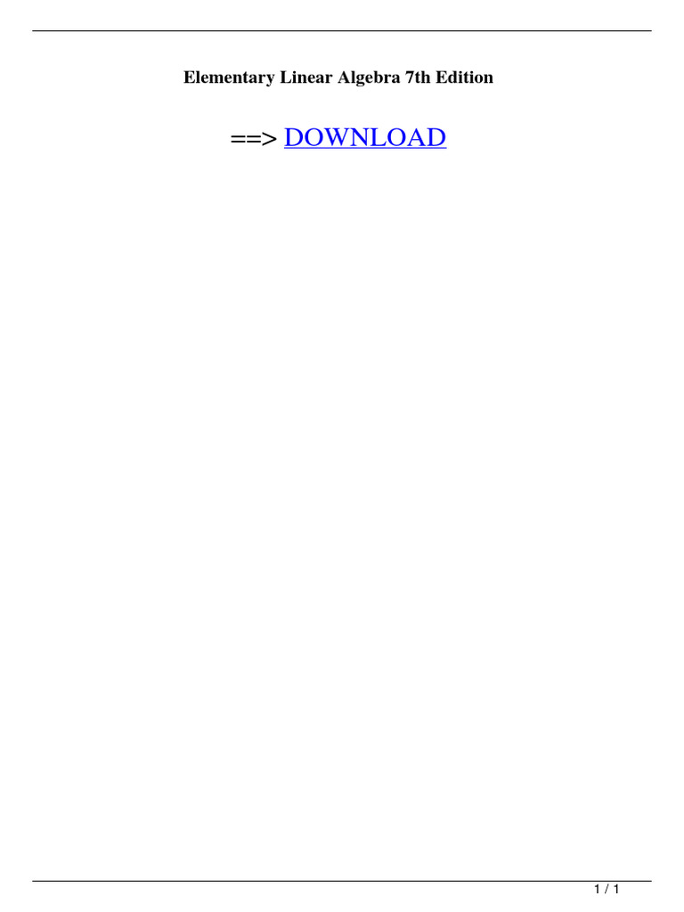 Elementary Linear Algebra 7th Edition | PDF