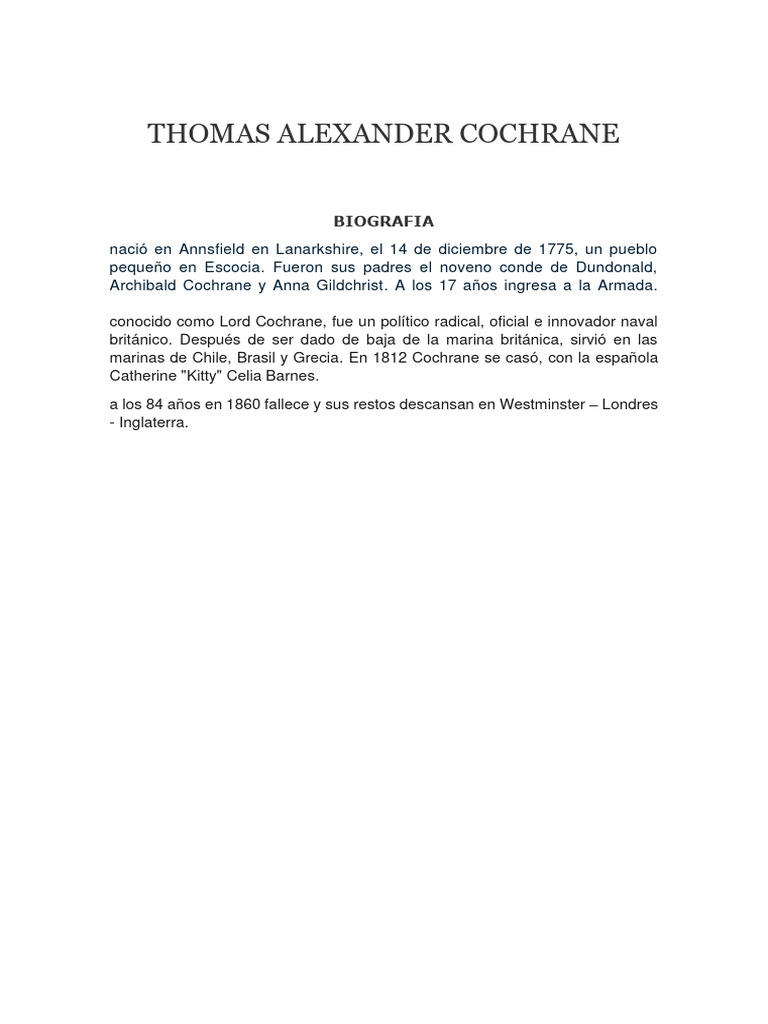 Thomas Alexander Cochrane | PDF