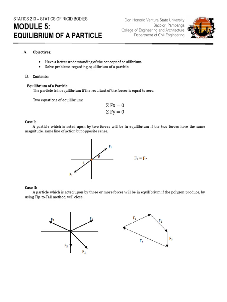 Module 5 Equilibrium of Particles | PDF | Force | Applied And Interdisciplinary Physics