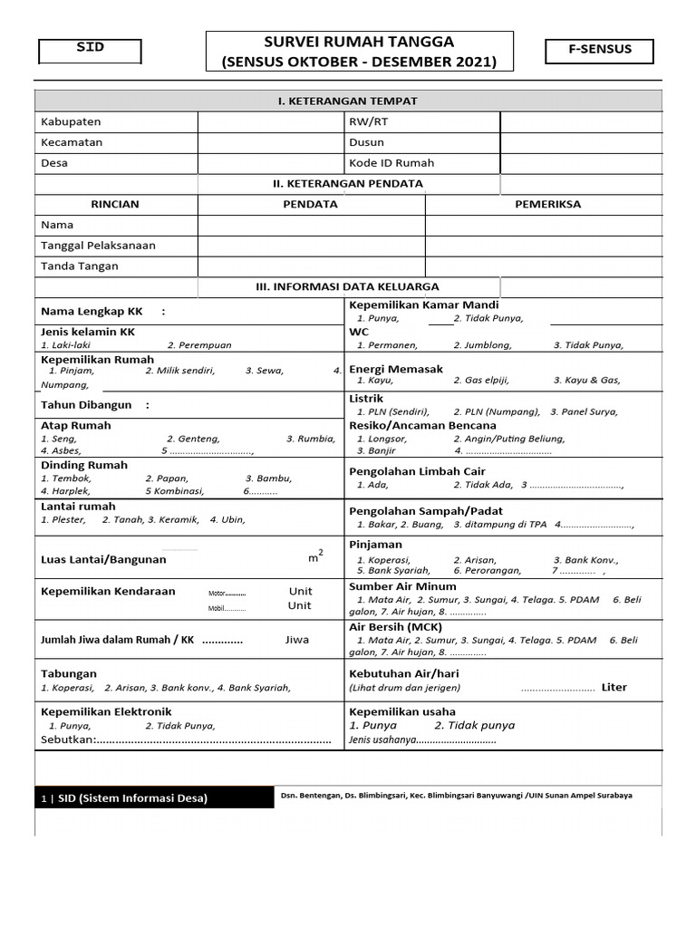 Form Sensus Desa Bukan Nelayan | PDF