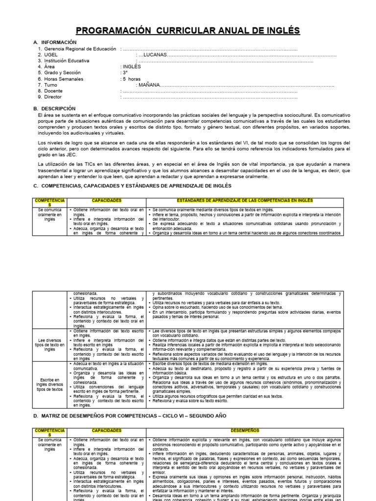 PA Ingles TERCER GRADO - 2024 | PDF | Enseñando | Discriminación y relaciones raciales