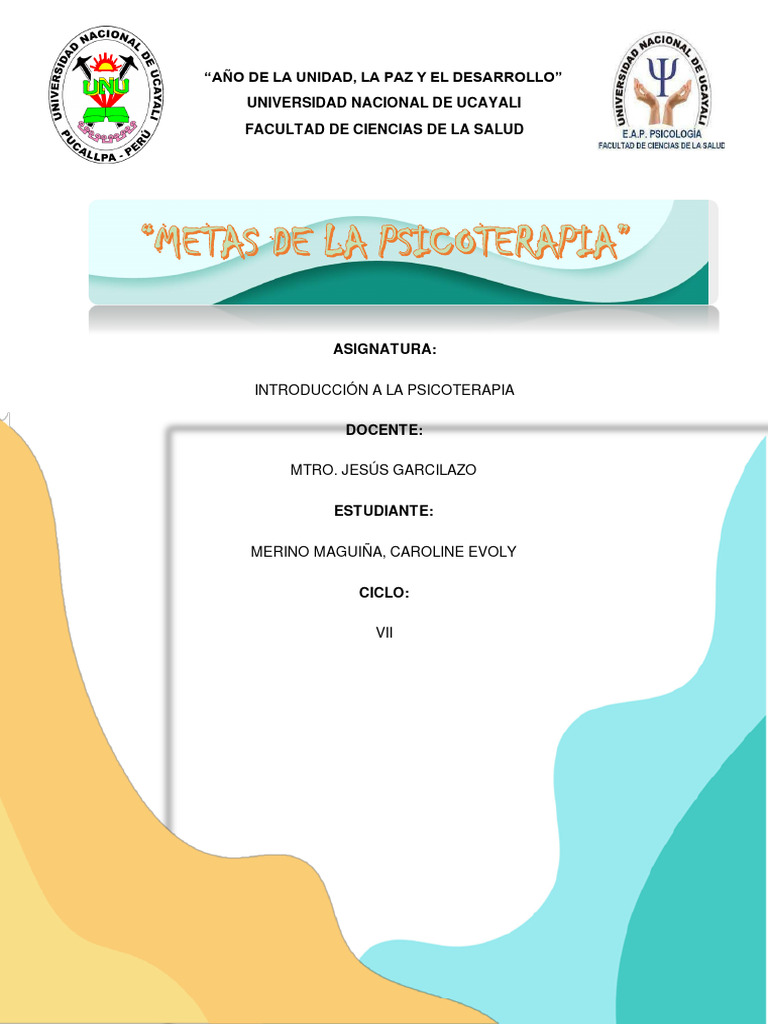 Metas de La Psicoterapia | PDF | Terapia racional de comportamiento ...