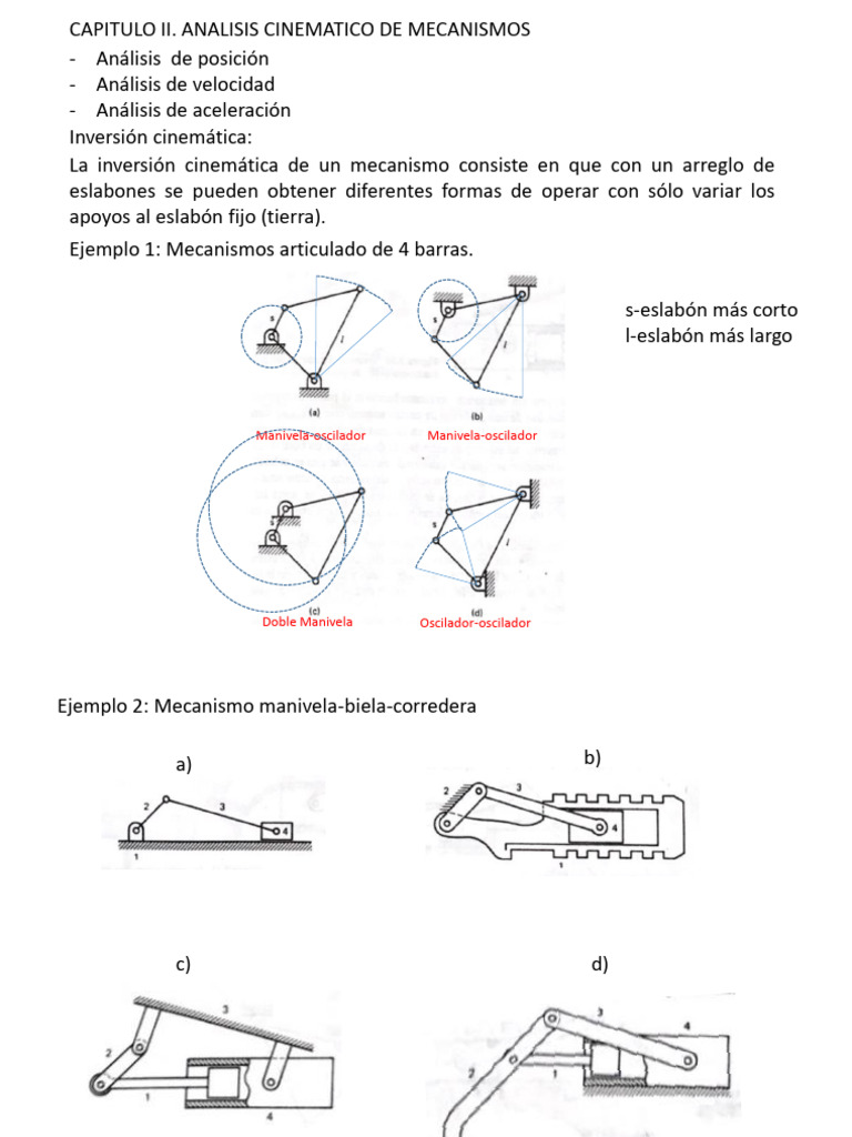 Capitulo II Cinemática de Mecanismos Posición | PDF | Cinemática ...