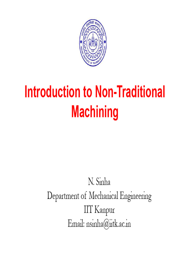 01 Non Traditional Machining Pdf Machining Industrial Processes