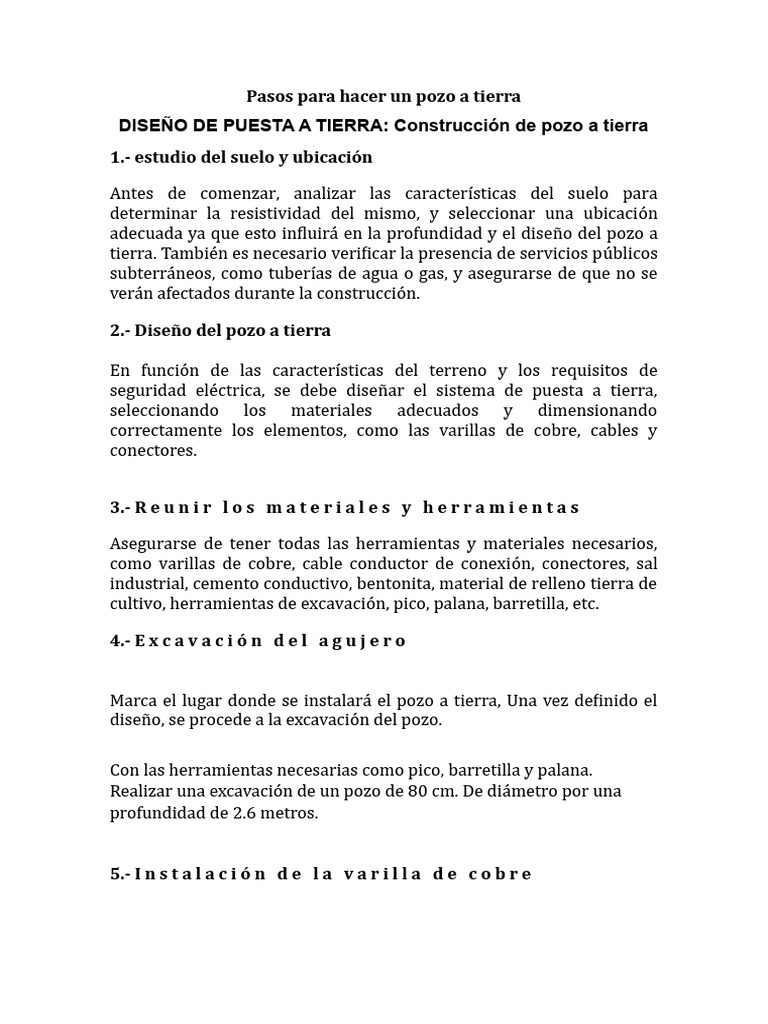 Cómo hacer un pozo a tierra | PDF | Cobre | Conector eléctrico