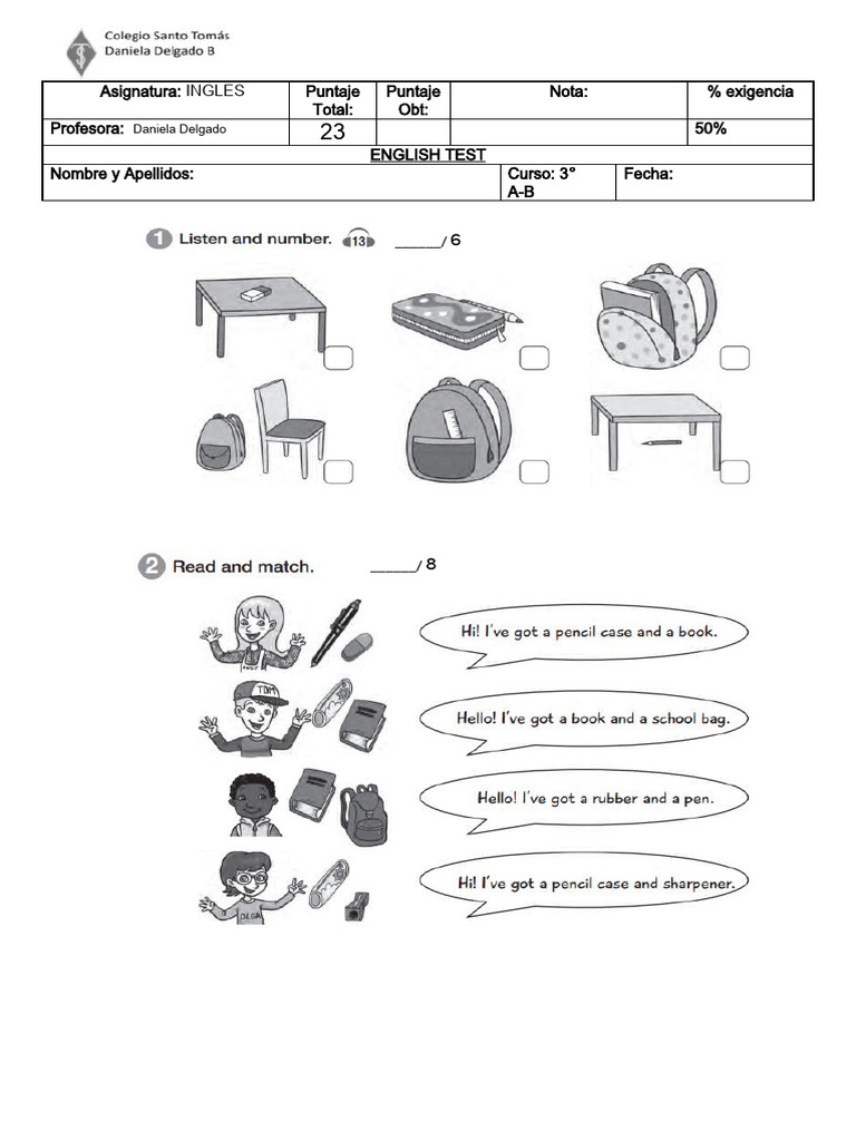 Prueba 3ro Basico | PDF