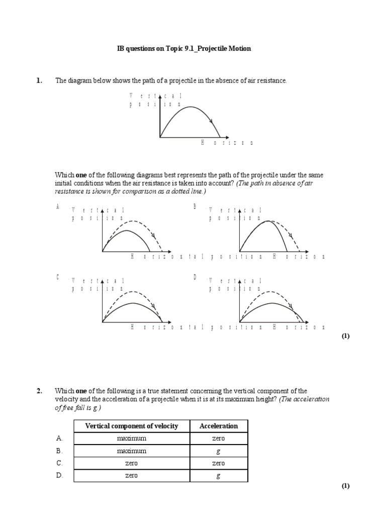 IB Questions On Projectile Motion | PDF | Spacetime | Temporal Rates