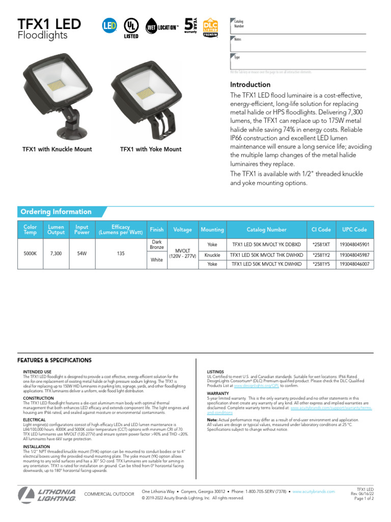 tfx1 Led | PDF | Lighting | Light Emitting Diode