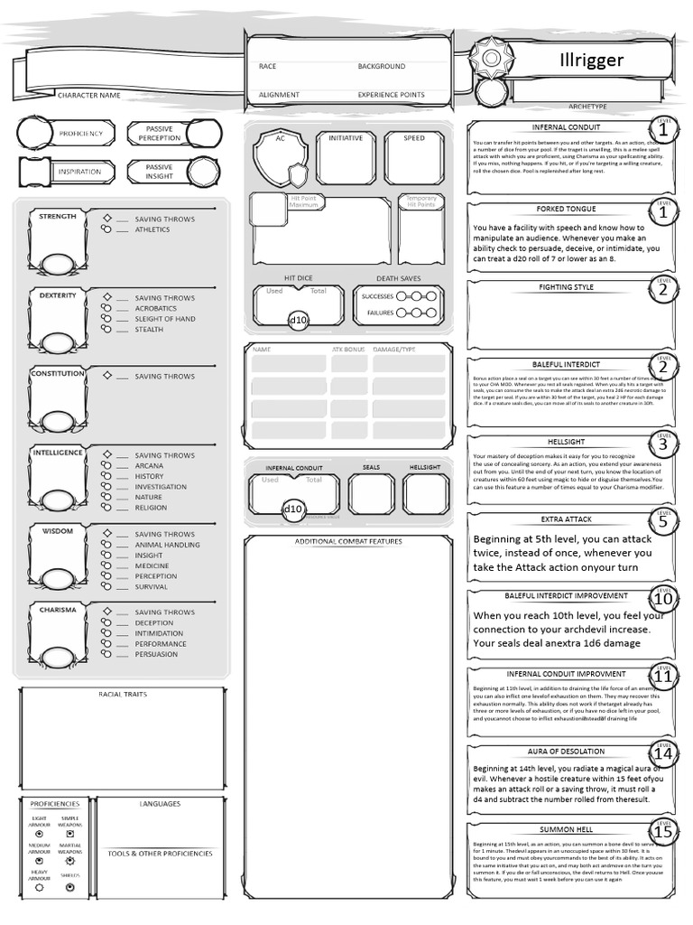 Illrigger Character Sheet | Download Free PDF | Role Playing Games ...