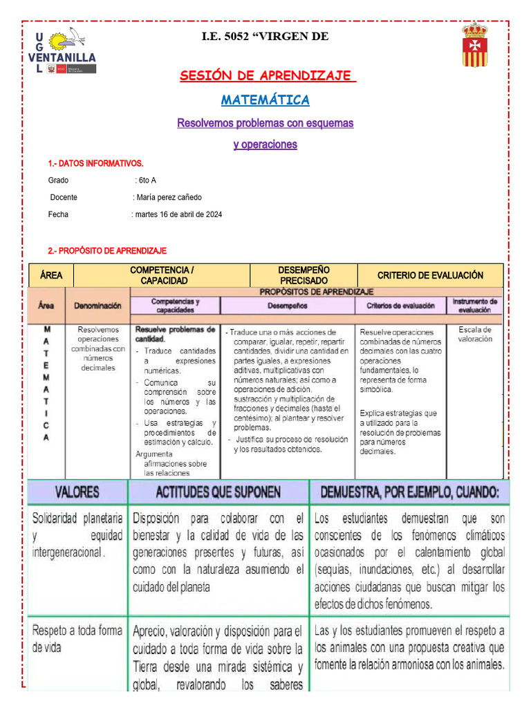Sesion de Matematica Problemas de Suma y Resta | PDF | Evaluación | Aprendizaje
