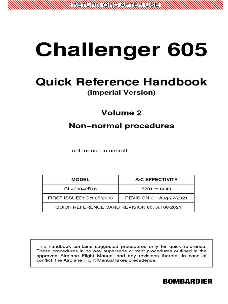 CL605 QRH Vol-2 | Download Free PDF | Airport | Aviation