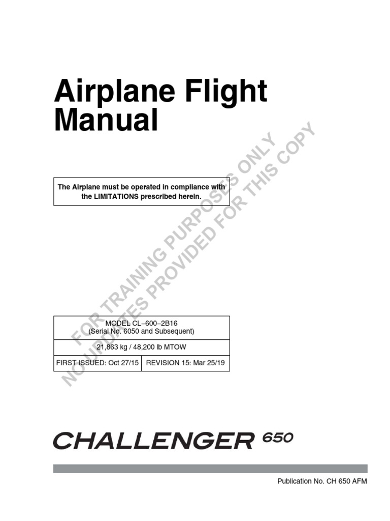 Challenger 650 Airplane Flight Manual (AFM) | PDF | Takeoff | Airspeed