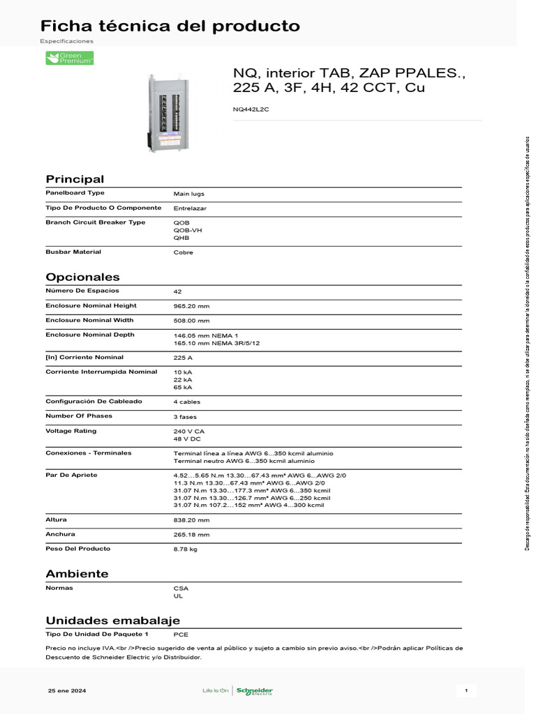 Schneider Electric - Tableros-de-distribución-eléctrica-NQ - NQ442L2C ...