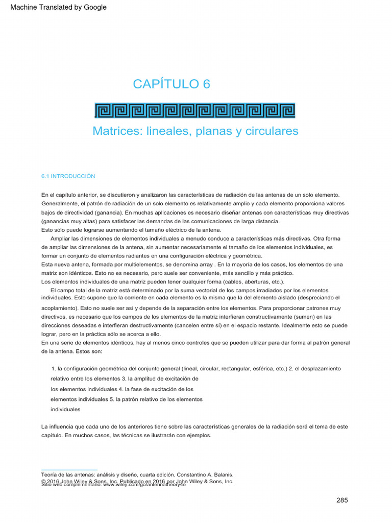 Cap 6-7 Balanis | PDF | Antena (Radio) | Matriz (Matemáticas)