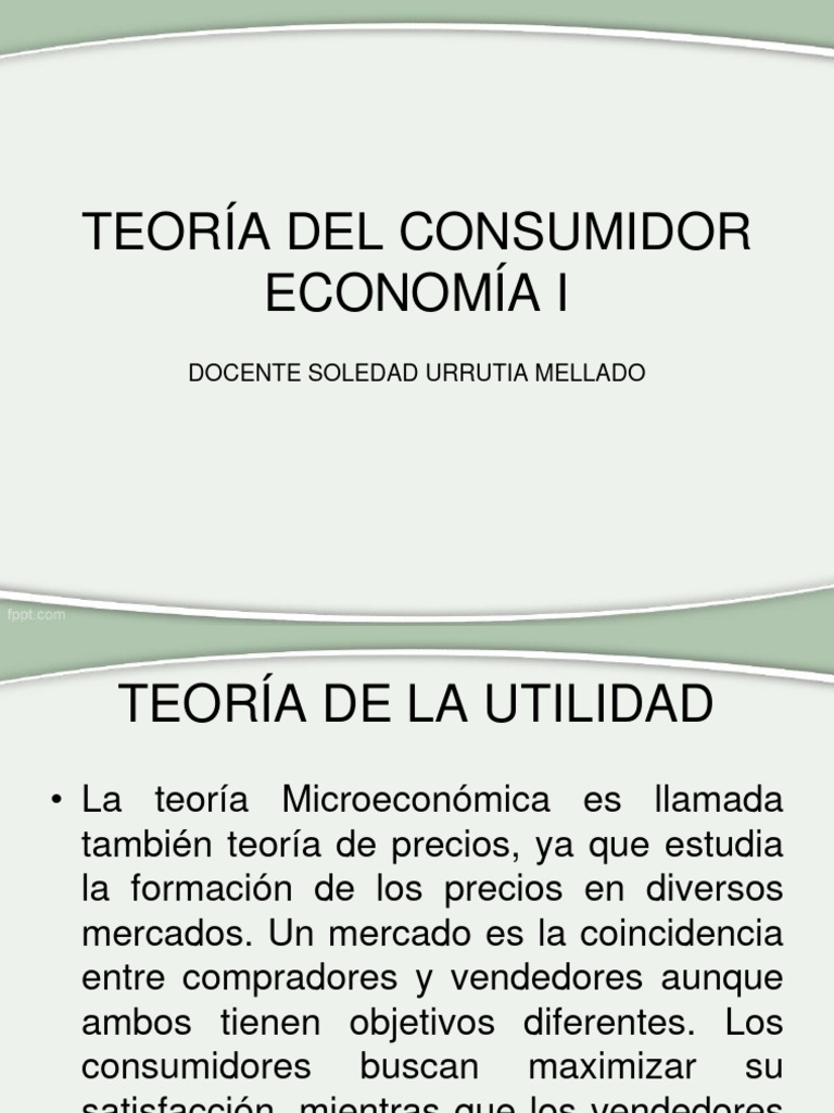 Teoría Del Consumidor | PDF | Utilidad | Utilidad marginal