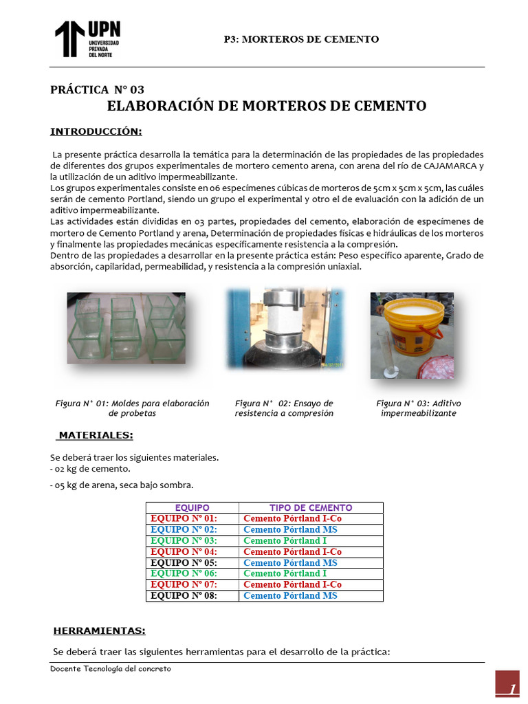 Elaboración de Morteros de Cemento | PDF | Mortero (Albañilería) | Hormigón