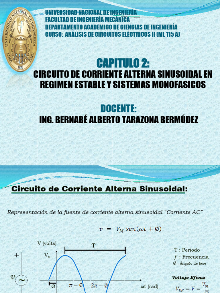 CAP 2. CIRCUITO DE CORRIENTE ALTERNA SINUSOIDAL EN REGIMEN ESTABLE Y SISTEMAS MONOFASICOS | PDF ...