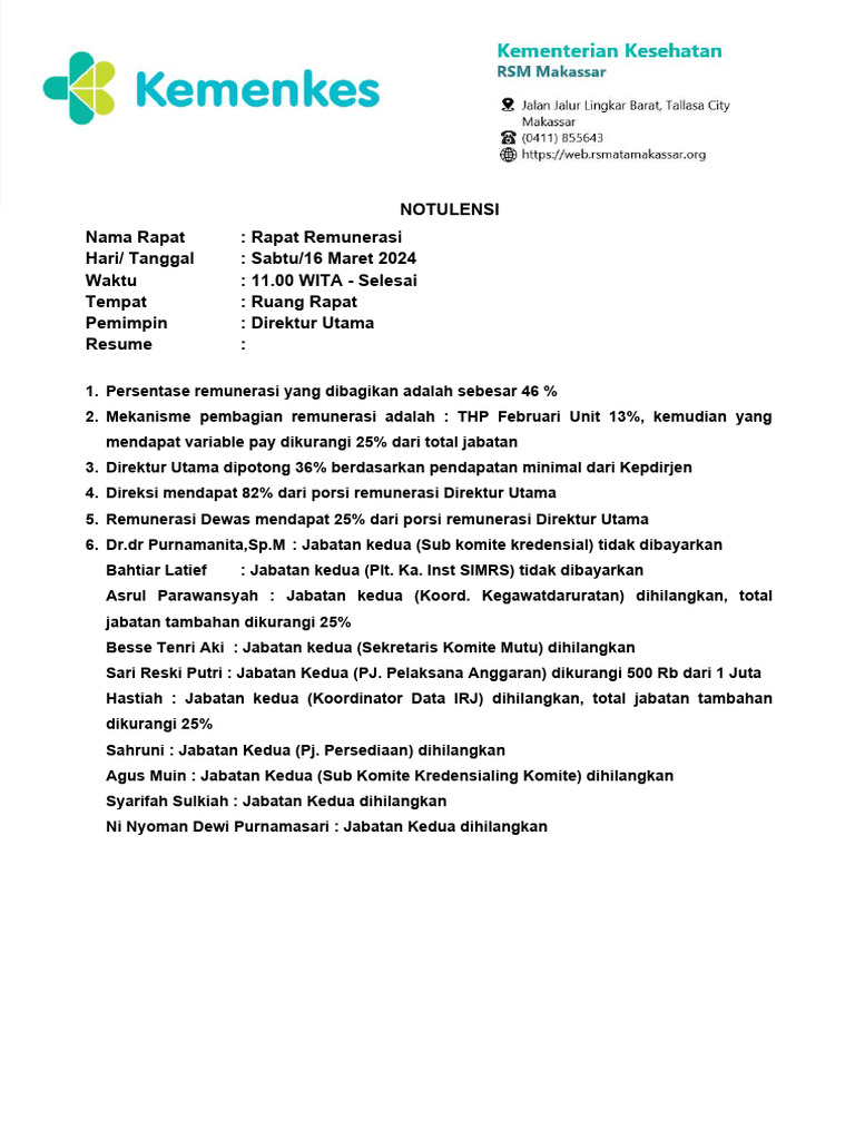 Format Notulensi | PDF | Karier & Perkembangan