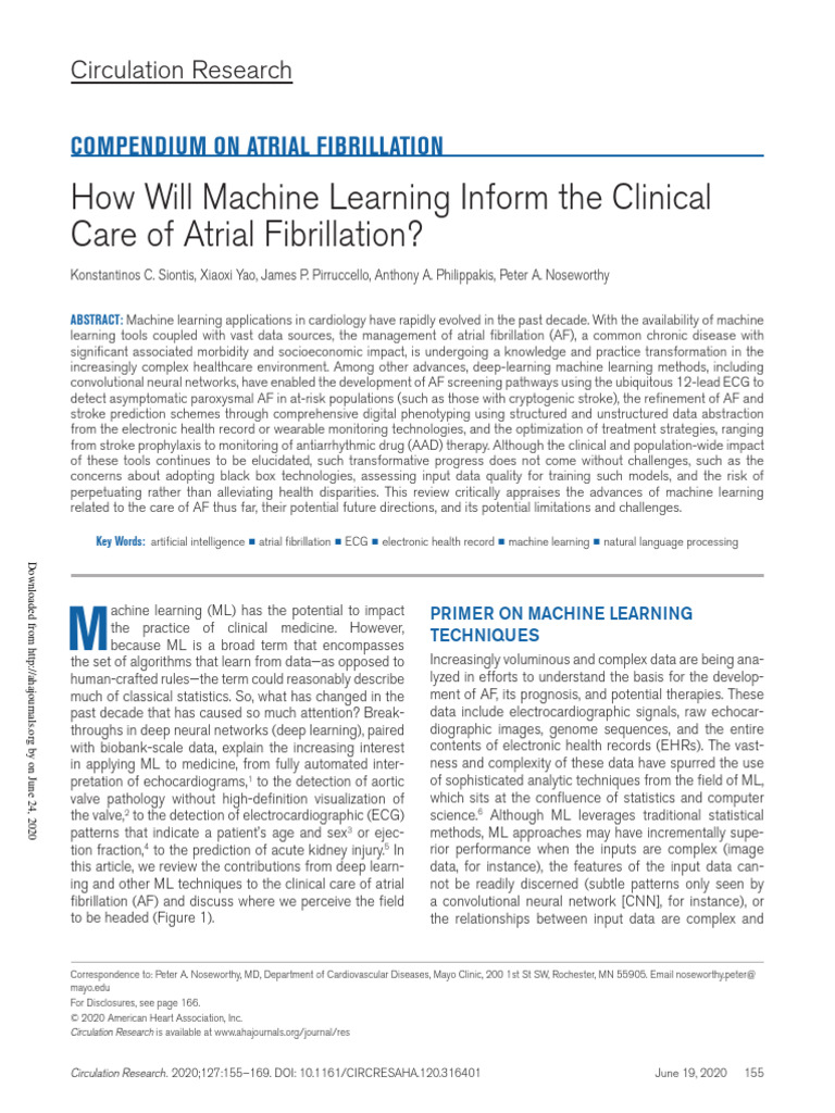 How Will Machine Learning Inform The Clinical Care of Atrial ...