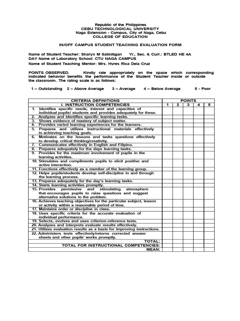 Evaluation 1 Pdf Learning Teachers