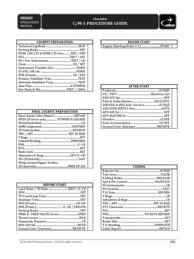 Rotate-MD-80 Checklist | PDF | Takeoff | Landing Gear