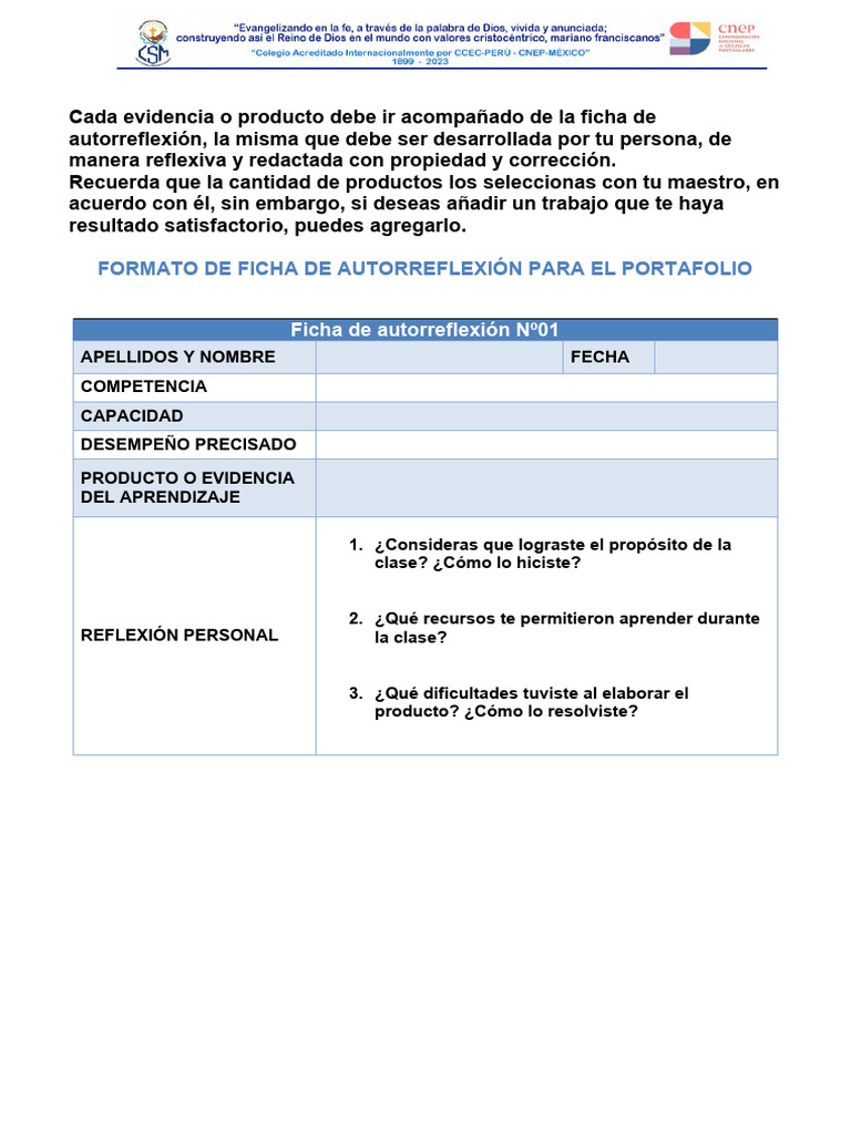 Ficha de Autorreflexión - IV Bimestre | PDF