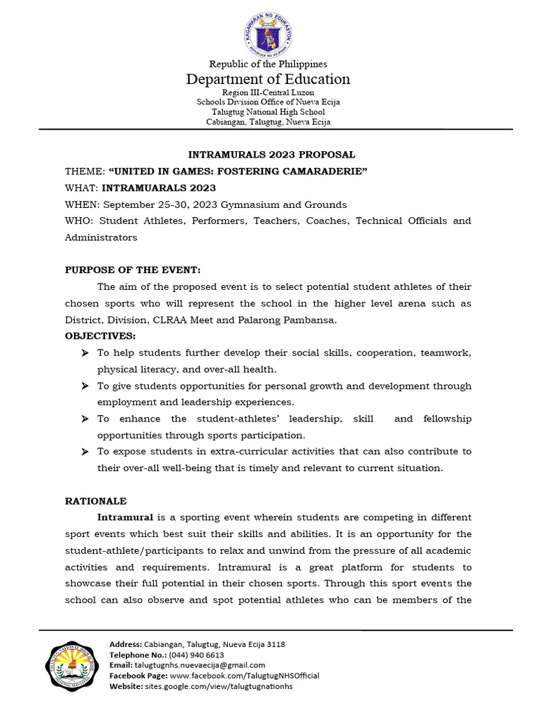 Intramurals 2022 Proposal | PDF | Sports