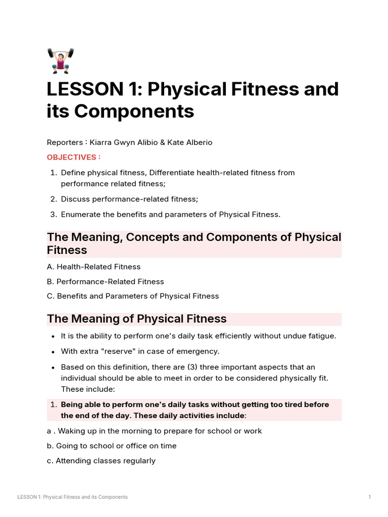 Understanding Physical Fitness Parameters | PDF | Muscle Contraction ...
